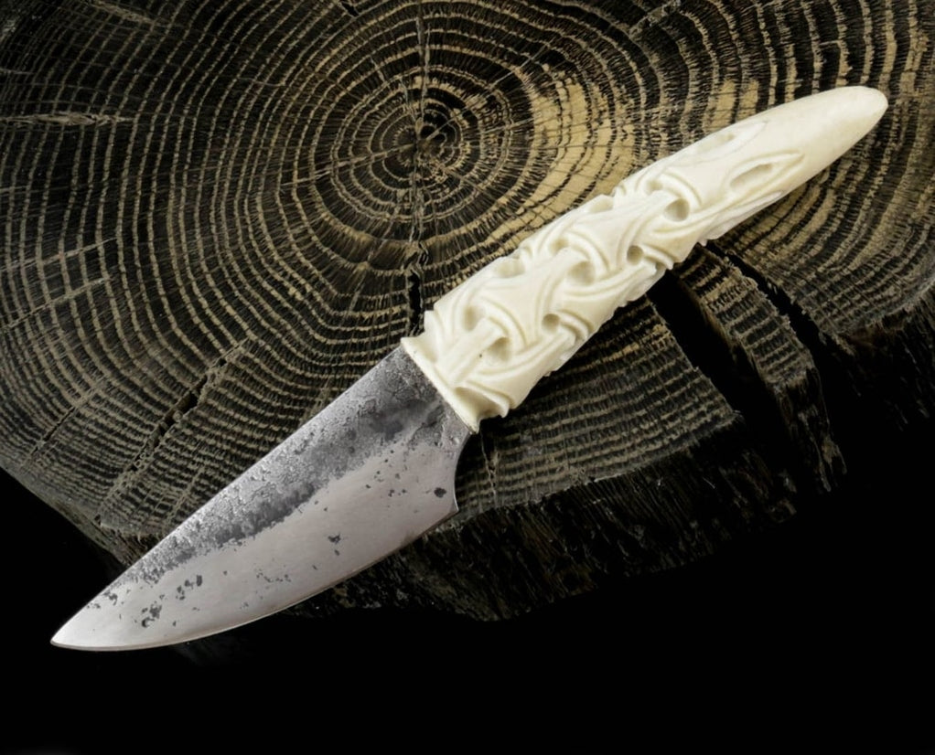Hand Forged Knife with Carved Handle — VikingStyle
