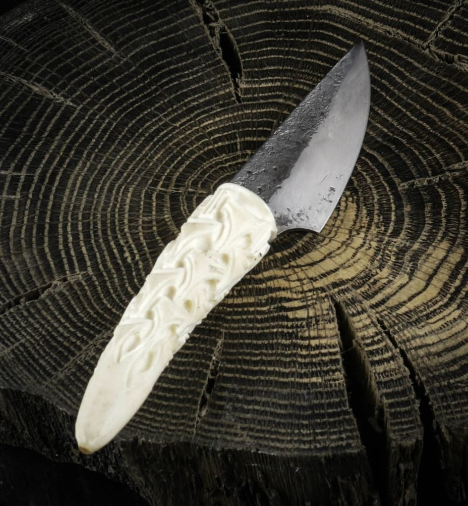 Hand Forged Knife with Carved Handle — VikingStyle