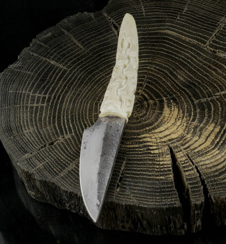Hand Forged Knife with Carved Handle — VikingStyle