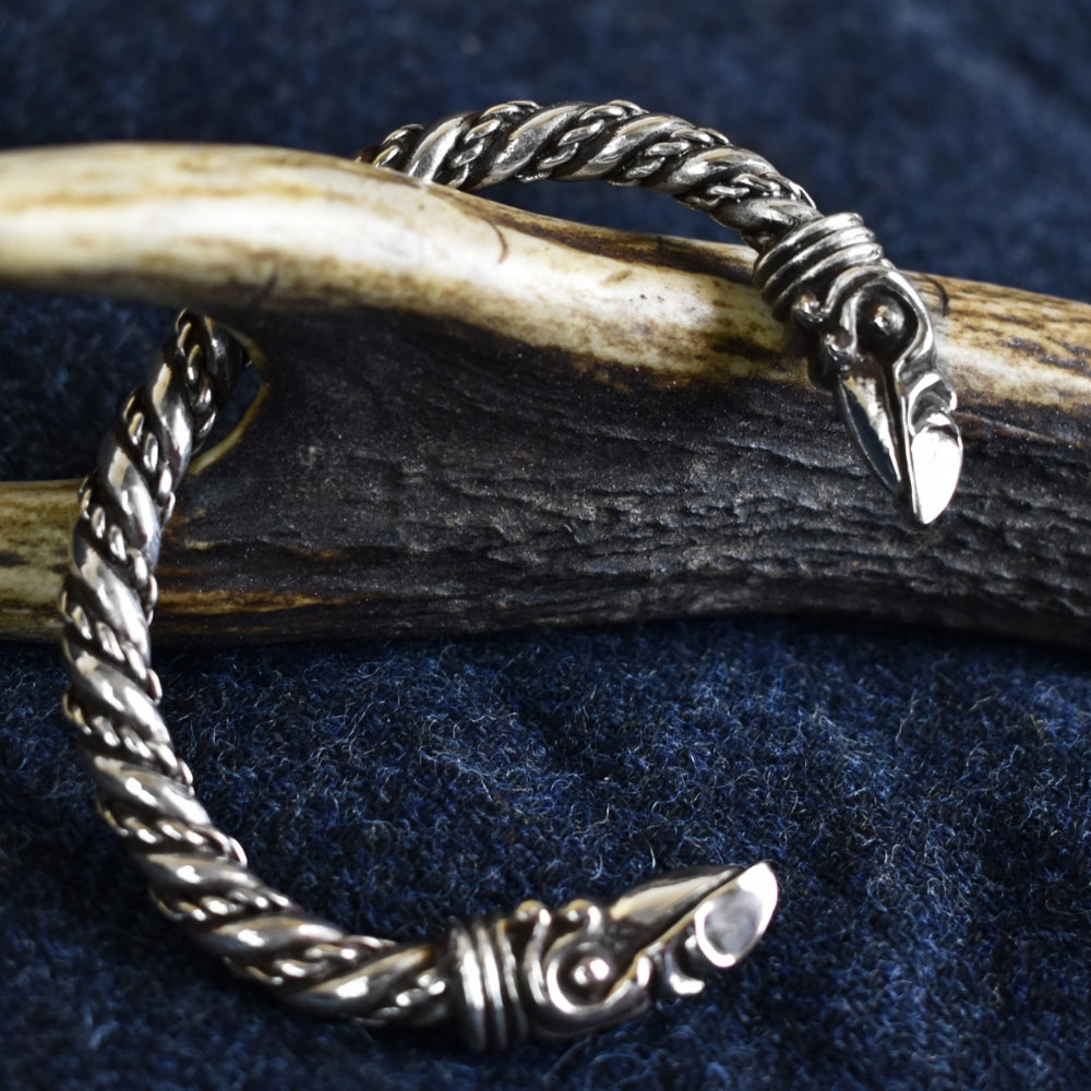 Large Silver Raven Bracelet — VikingStyle